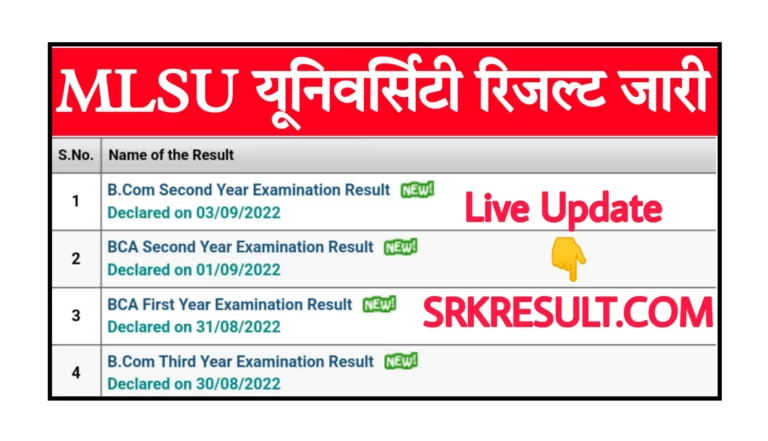 MLSU University Result 2022 BA, BSc, BCom Result 2022 राजस्थान मोहनलाल ...